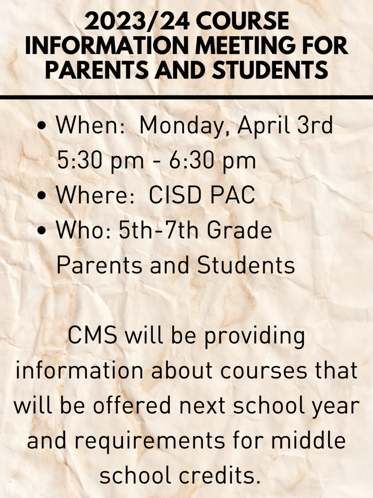 23/24 Course Information Meeting Video | Clifton Middle School